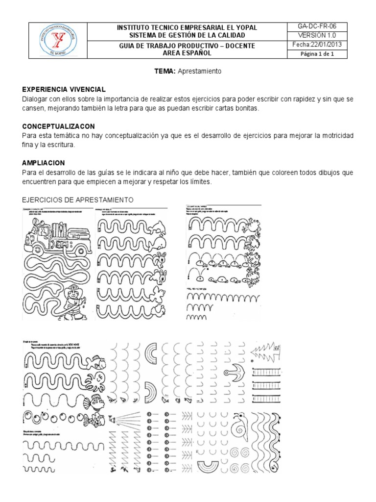 Ejercicios de Aprestamiento en Español | PDF | Negocios | Tecnología
