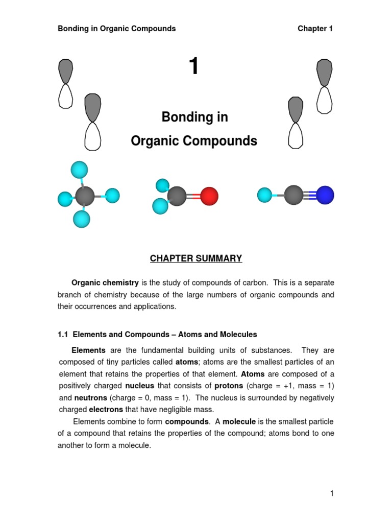 Bonding in Organic Compounds: Chapter Summary | PDF | Ion | Alkane