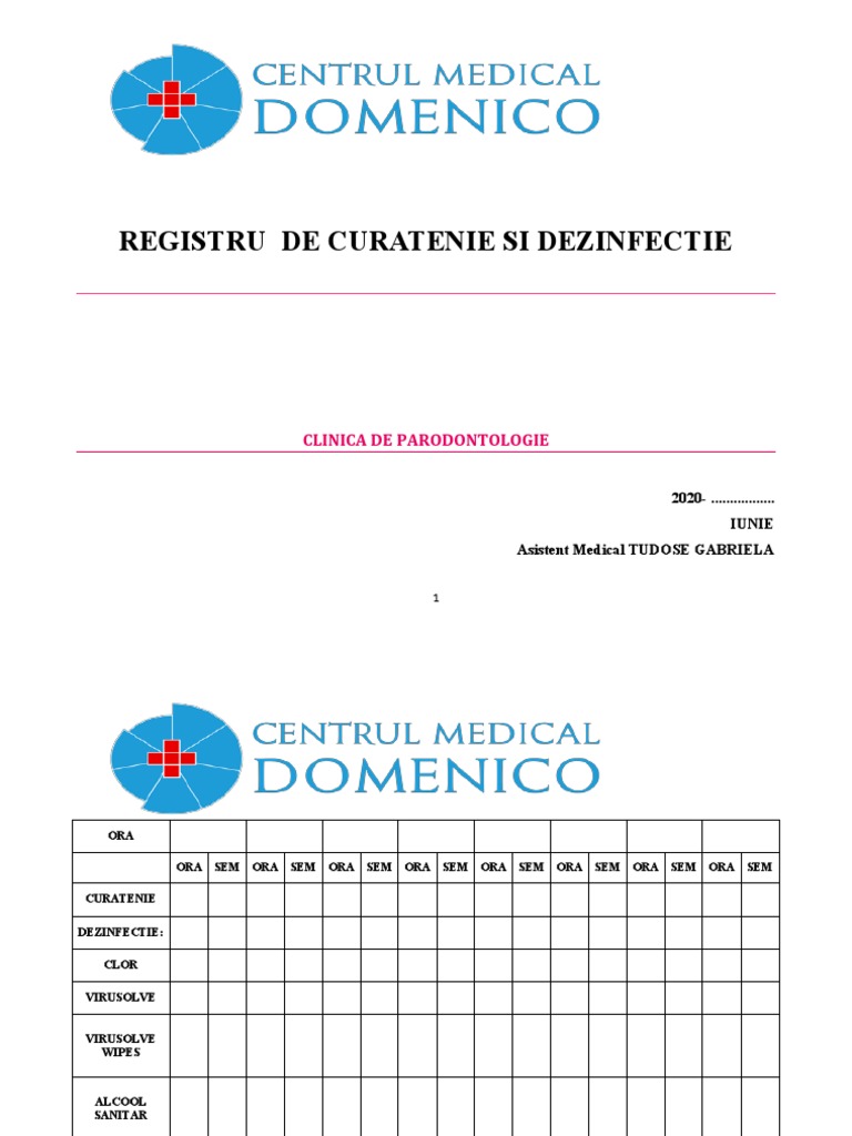 Registru de Curatenie Si Dezinfectie | PDF