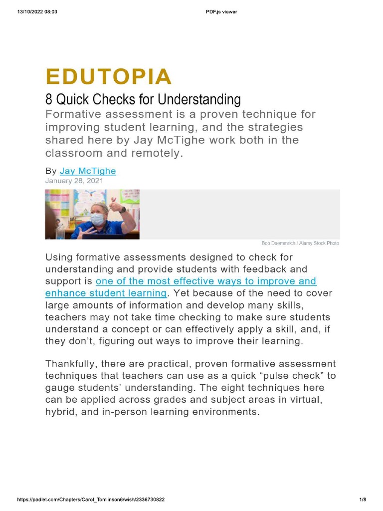 8 Quick Checks For Understanding | PDF