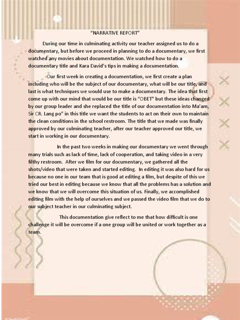 Narrative Report Culminating | PDF