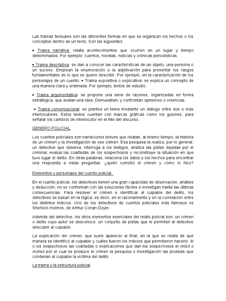 Las tramas textuales son las diferentes formas en que se organizan los ...