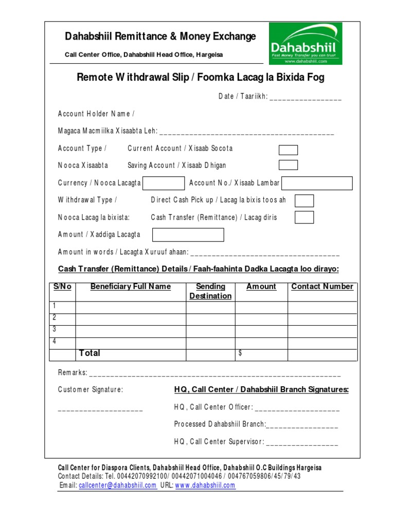 Withdrawal Form | PDF | Finance & Money Management