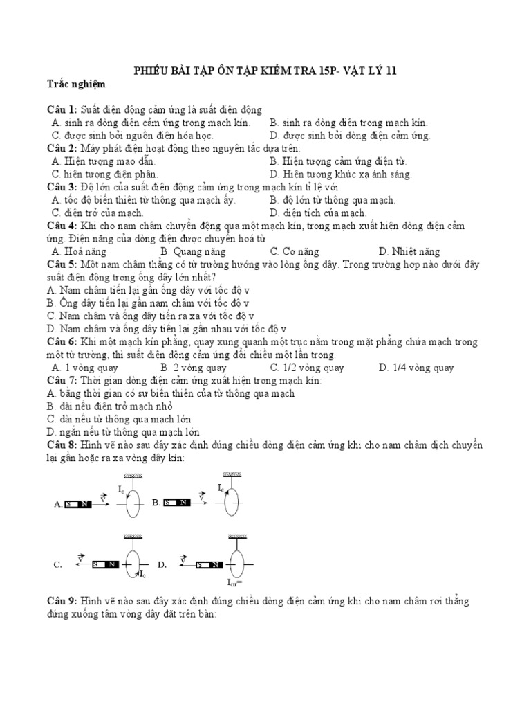 PBT ÔN TẬP KIỂM TRA 15P- VẬT LÝ 11 | PDF
