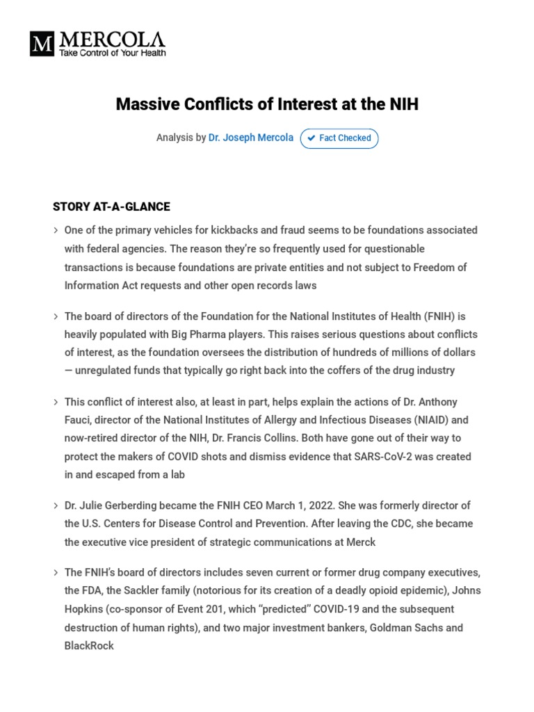 Nih Conflicts of Interest PDF | PDF | Bill & Melinda Gates Foundation ...