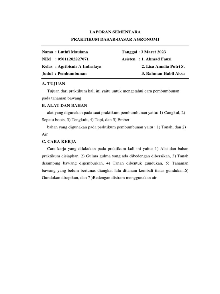 Teknik Pembumbunan Tanaman Bawang | PDF | Sains & Matematika