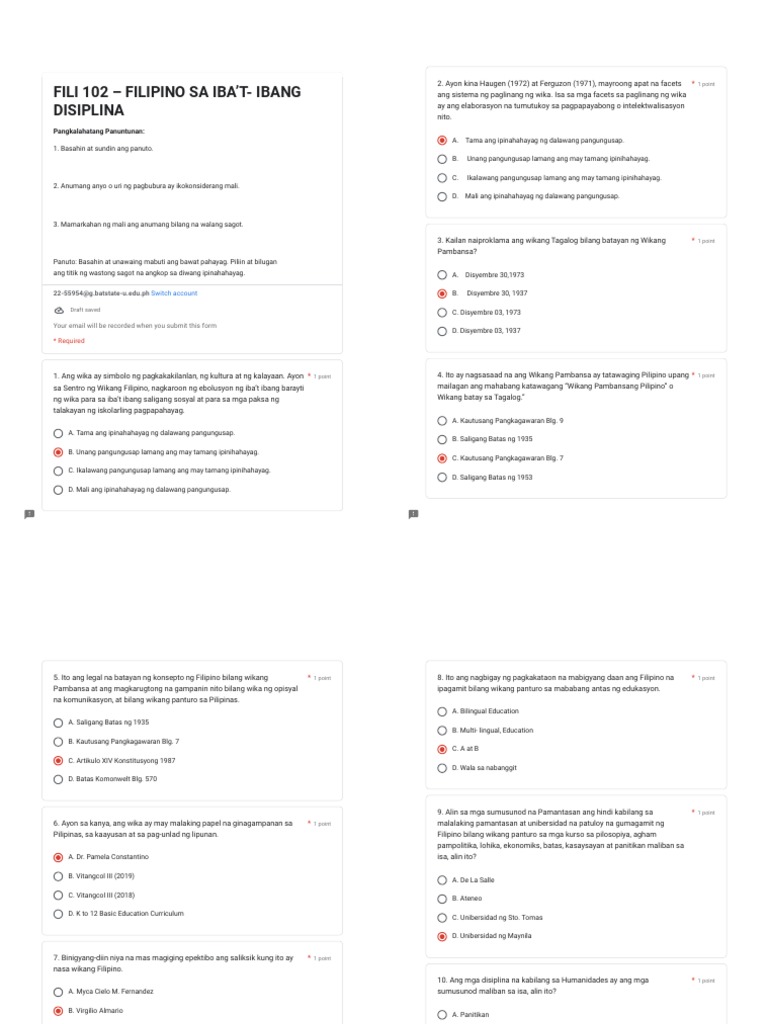 Fili 102 - Filipino Sa Iba'T-Ibang Disiplina: Pangkalahatang Panuntunan | PDF