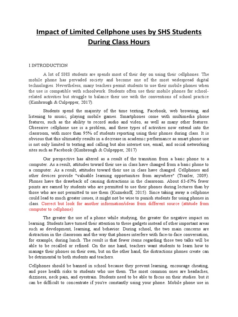 Group 6 III Emerald Impact of Limited Cellphone Uses by SHS Students ...