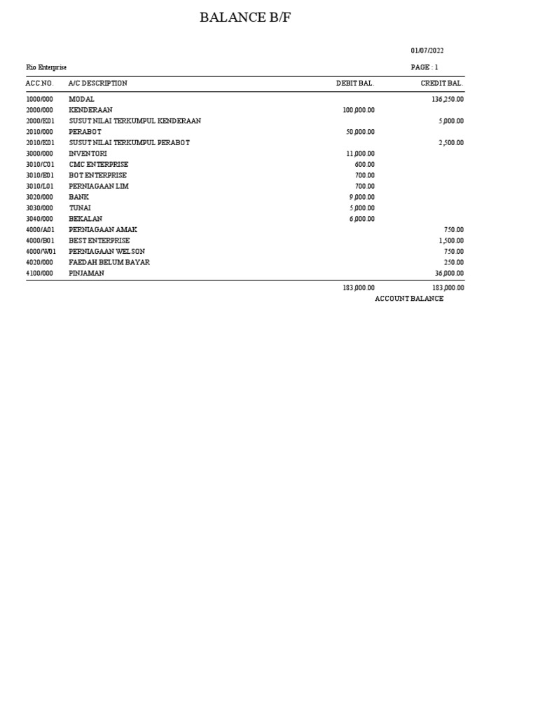 Opening Balance | PDF