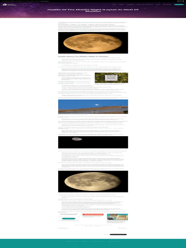 Hadith of The Middle Night (Laylah Al-Nisf) of Sha'ban - Imam Ghazali ...