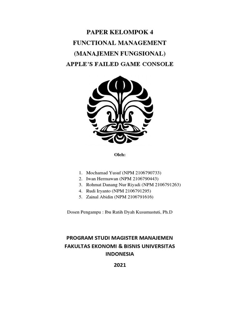 Tugas Paper Kelompok 4 Kelas Karya B Manajemen Fungsional | PDF