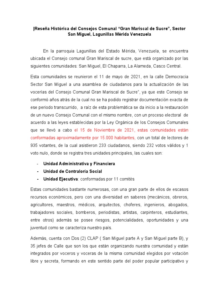 Reseña Histórica Del Consejos Comunal | PDF | Gobierno