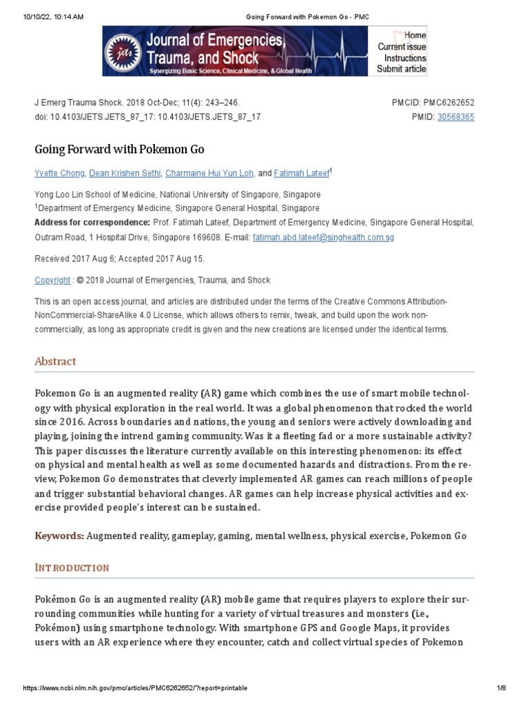 Going Forward With Pokemon Go | PDF | Anxiety | Traffic Collision