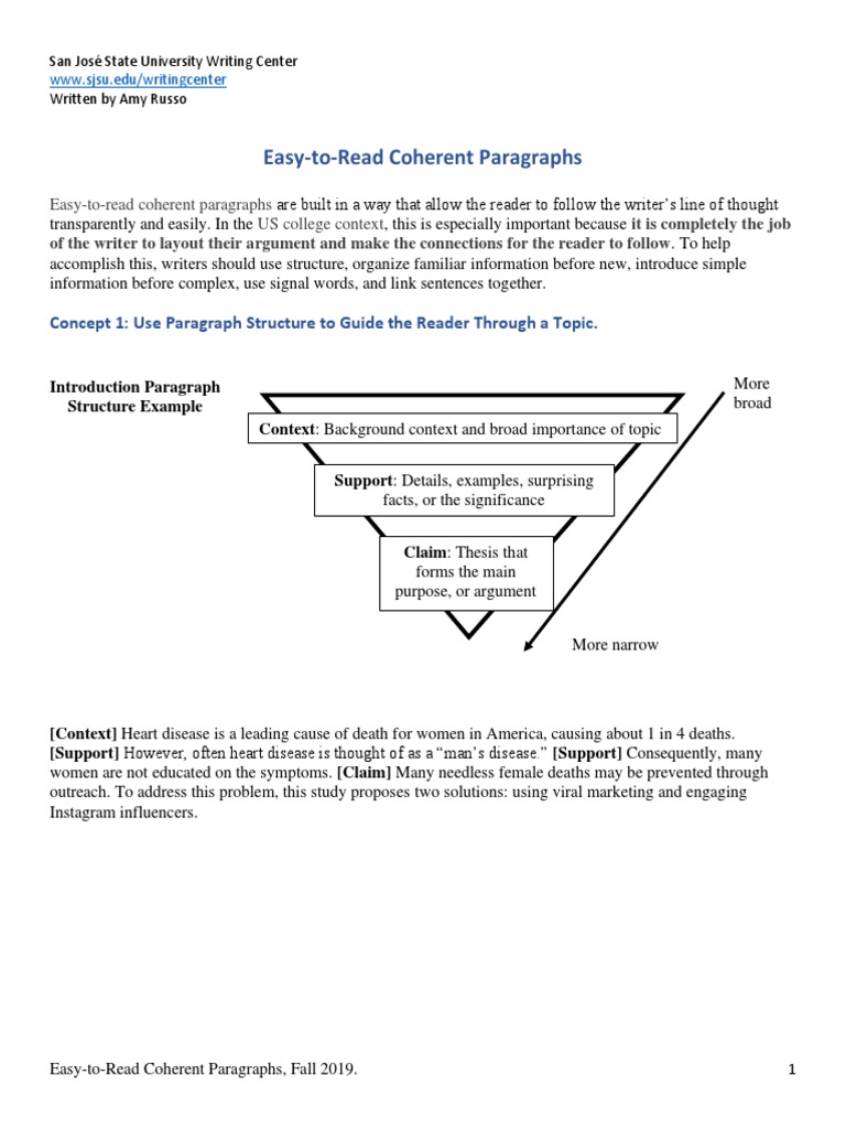 Easy-to-Read Coherent Paragraphs: Concept 1: Use Paragraph Structure To ...