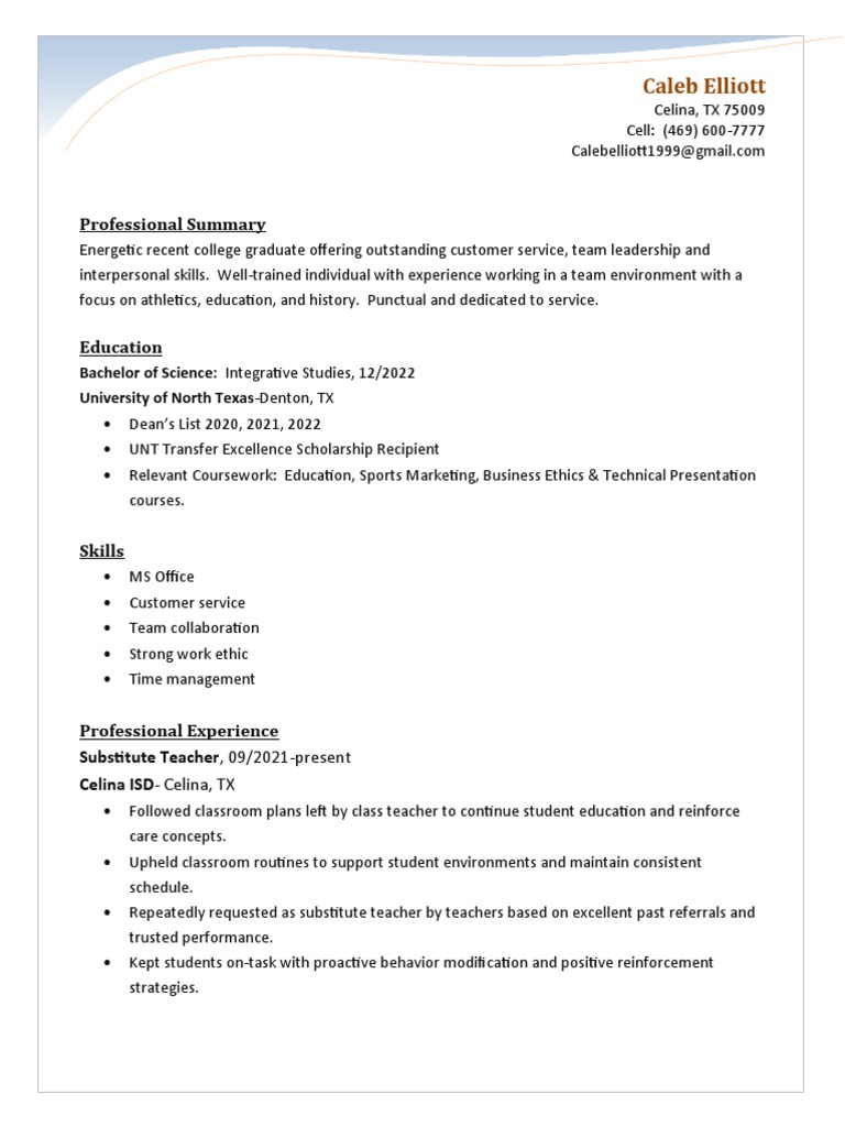 Elliott Resume | PDF | Teachers | Behavior Modification