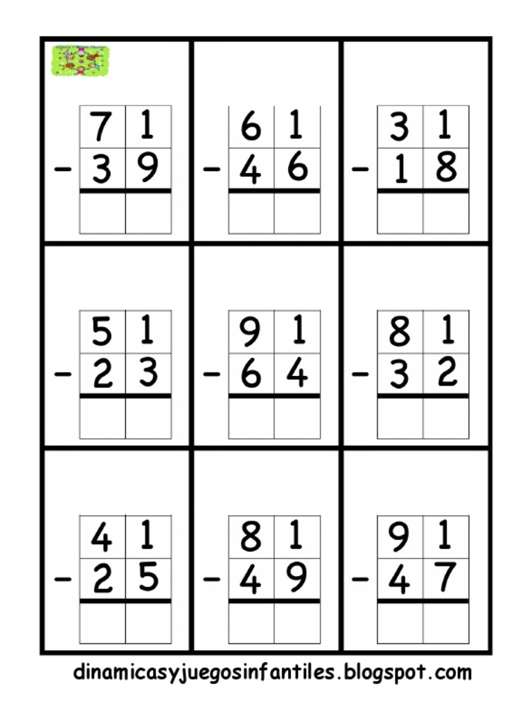 Restas de 2 Cifras | PDF