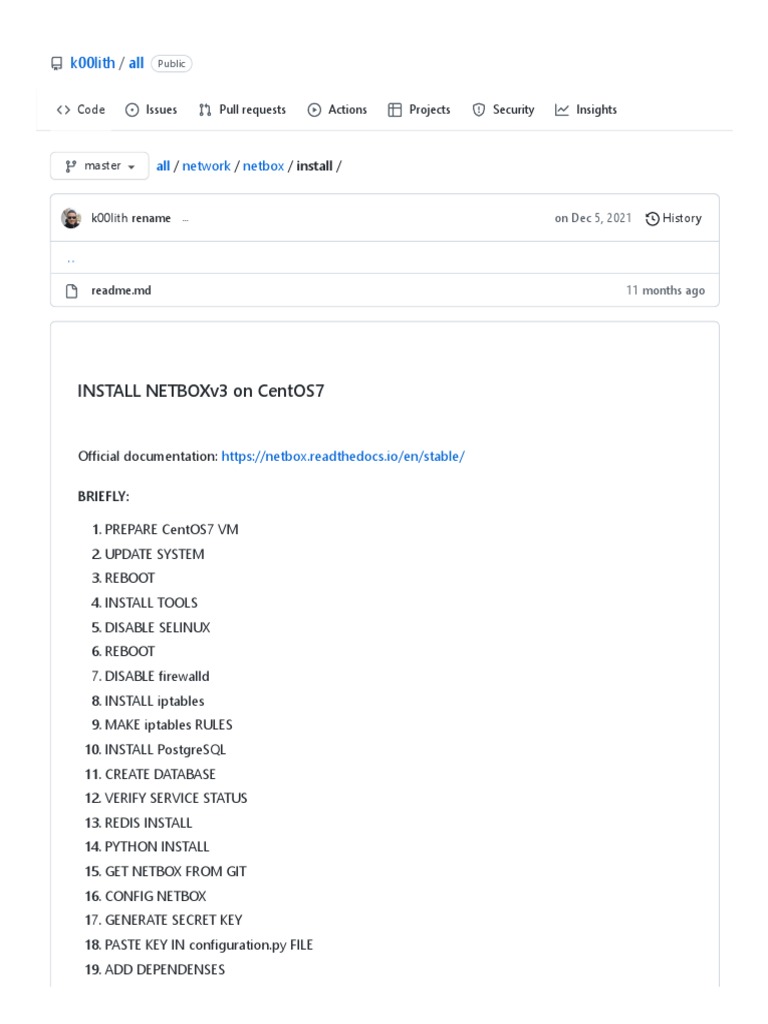 All - Network - Netbox - Install at Master K00lith - All GitHub | PDF | Postgre Sql | Apache ...