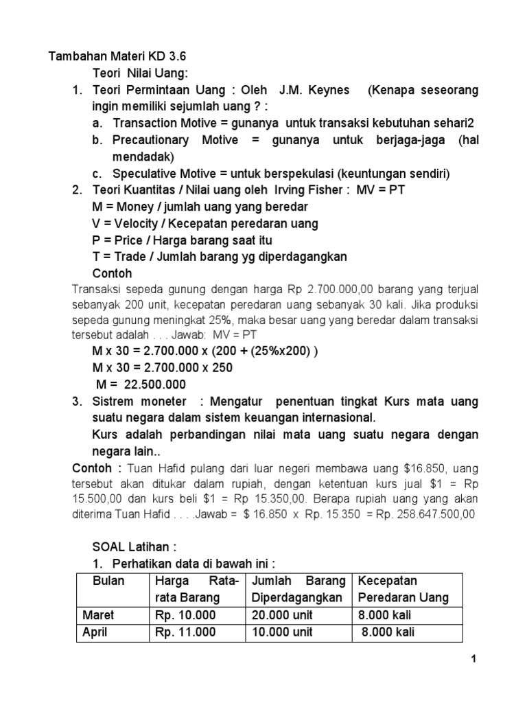 Latihan Kurs dan MV = PT kls X Feb 2022 | PDF
