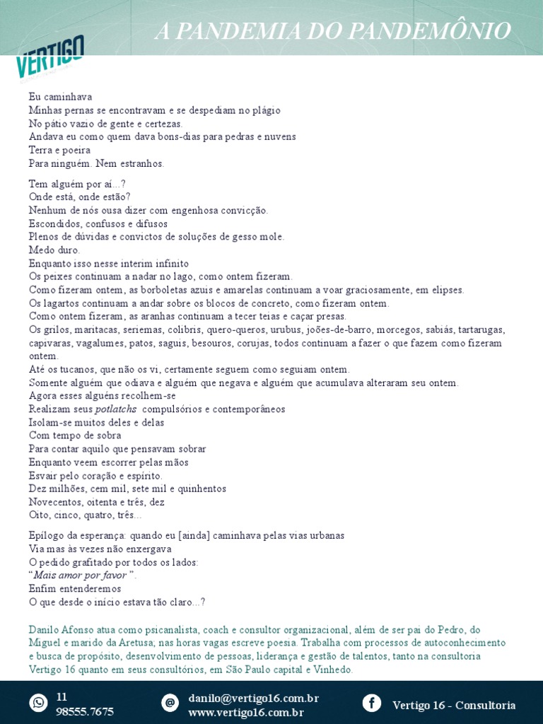 Danilo Afonso - A Pandemia Do Pandemônio | PDF | Artes Linguísticas e ...