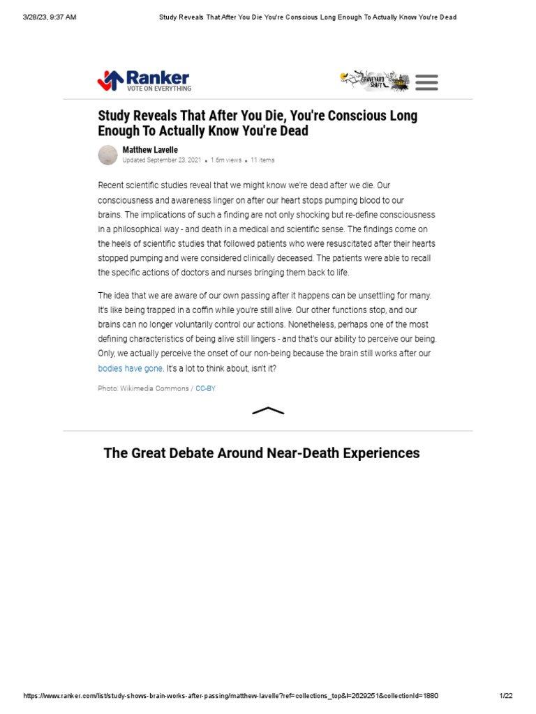 Study Reveals That After You Die You're Conscious Long Enough To ...