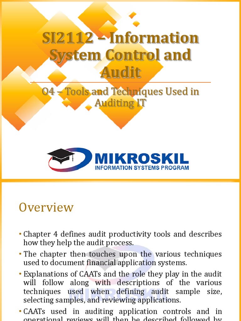 SI2112 - Information System Control and Audit: O4 - Tools and ...