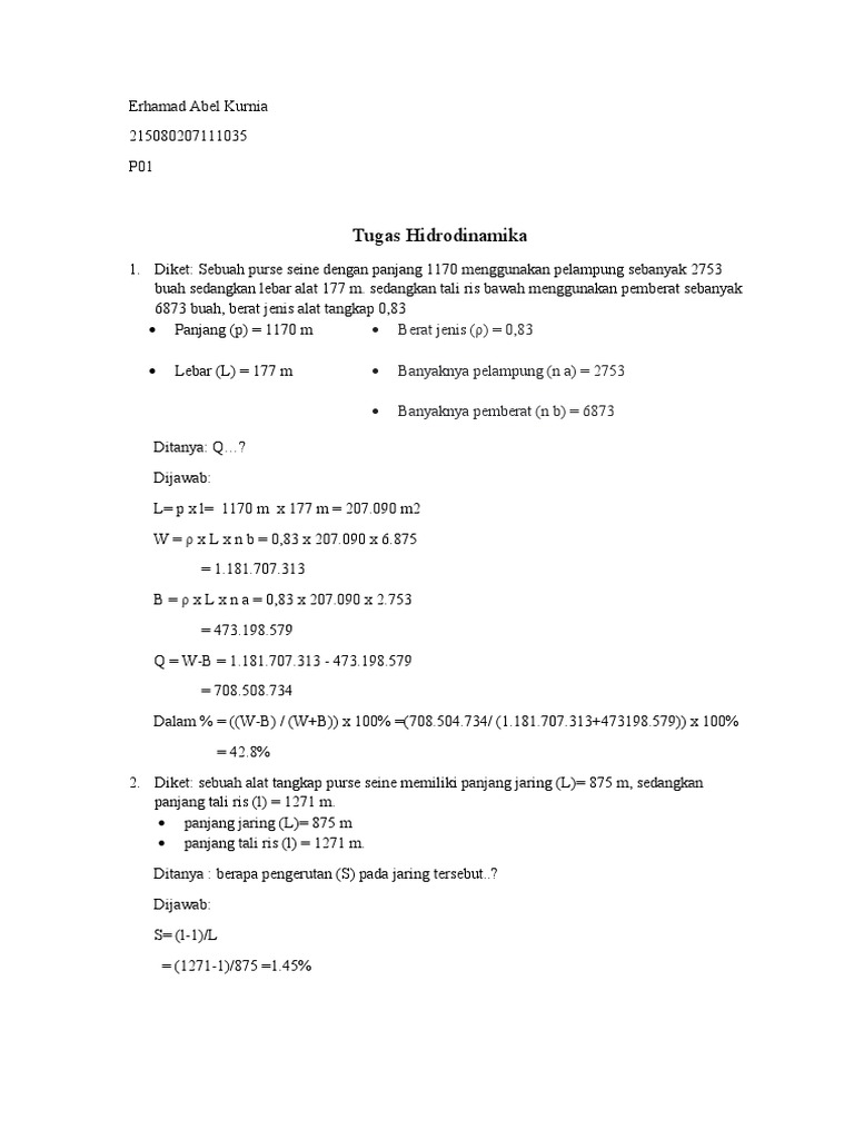Tugas Hidrodinamika - P01 | PDF
