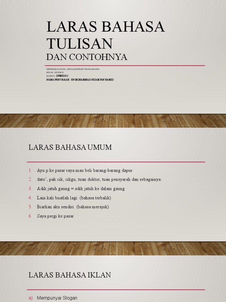 Laras Bahasa Tulisan Dan Contohnya | PDF
