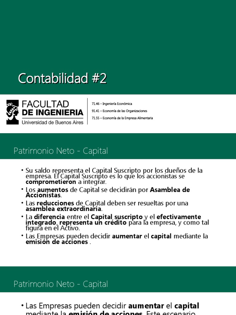 Contabilidad 2C 2020 - Clase #2 | PDF | Valor neto | Dividendo
