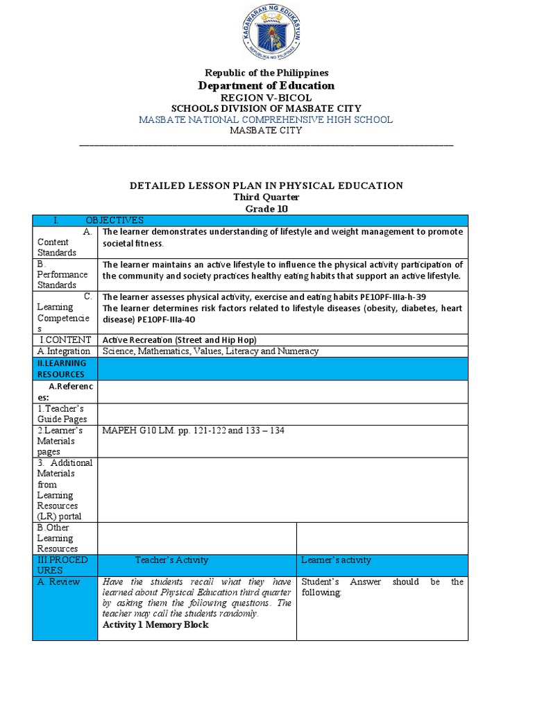 Detailed Lesson Plan in Health | PDF | Learning | Teachers