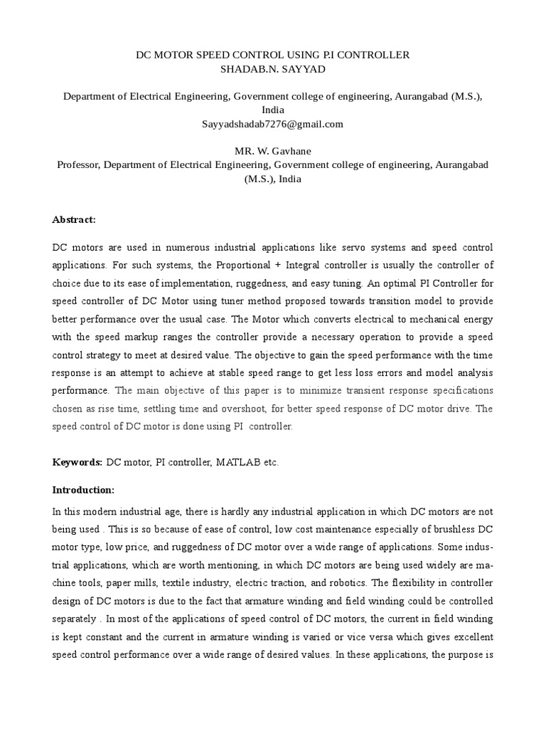 Result PPR | PDF | Control Theory | Electric Motor