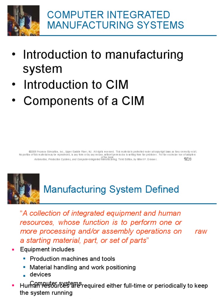 Introduction To Manufacturing System - Introduction To CIM - Components of A CIM | PDF
