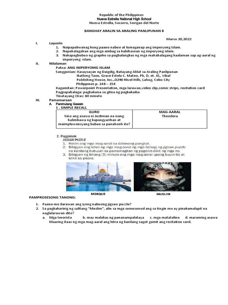 aRAL pAN 8 dETAILED lESSON pLAN | PDF