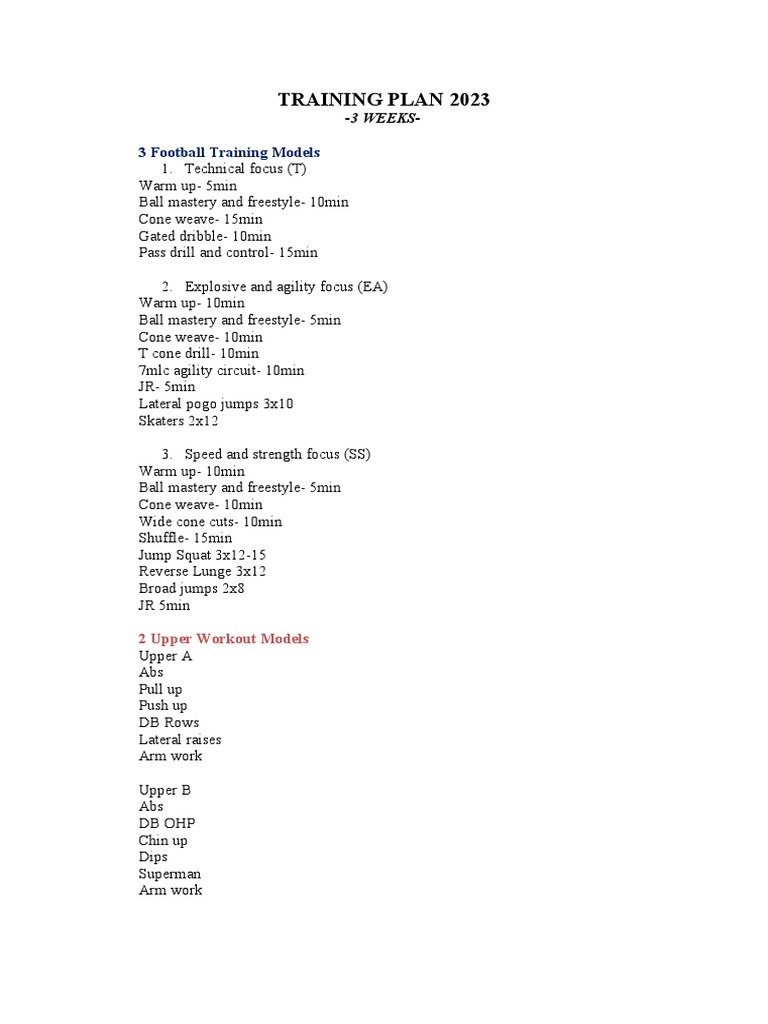 Training Plan 2023 | PDF