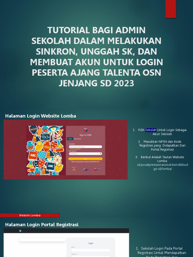 Tutorial Dashboard Admin Sekolah Ajang Talenta Osn SD 2023 | PDF