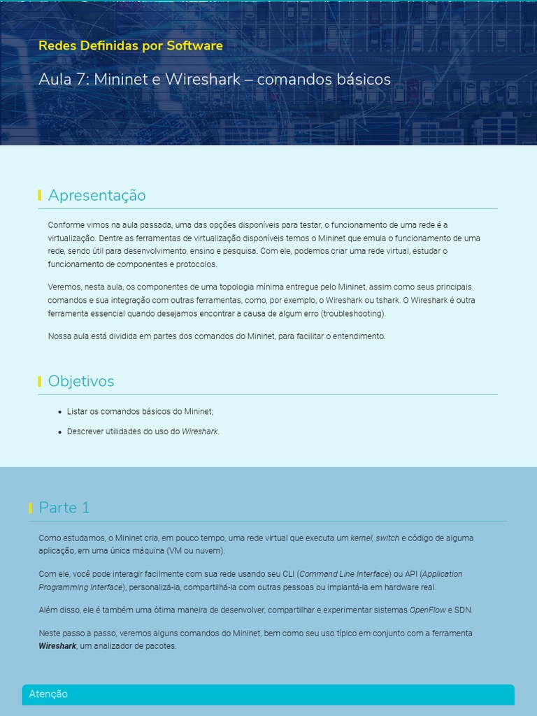 Comandos Básicos do Mininet e Wireshark | PDF | Topologia de rede | Rede de computadores