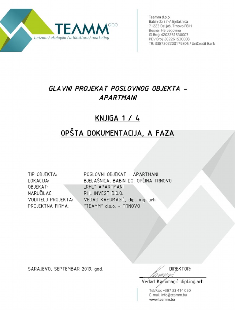 Knjiga 1 / 4 Opšta Dokumentacija, A Faza: Glavni Projekat Poslovnog ...