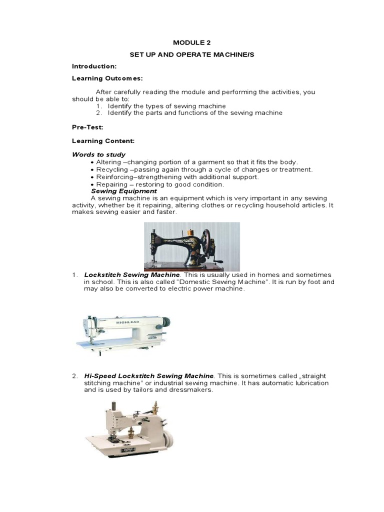 MODULE2 | PDF | Sewing Machine | Seam (Sewing)
