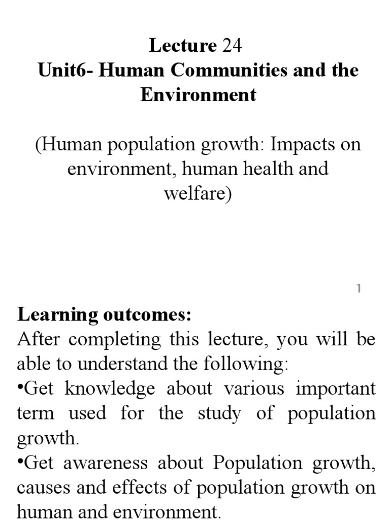 Lecture 24 | PDF | Population Growth | Total Fertility Rate
