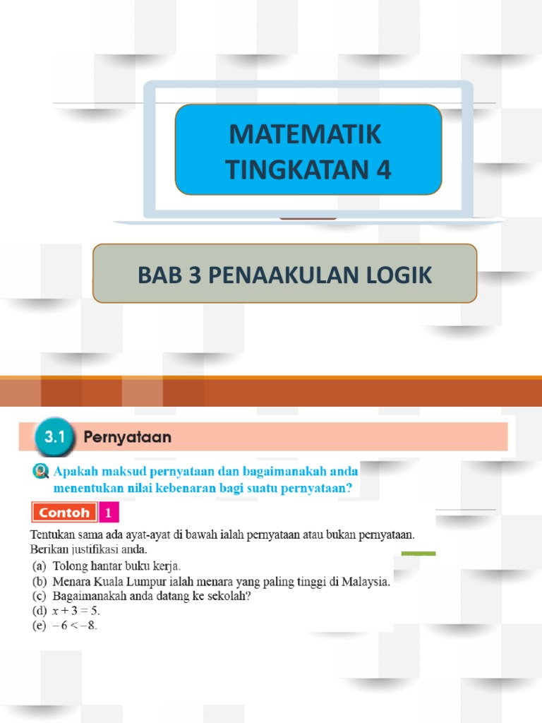 Matematik Tingkatan 4: Bab 3 Logik | PDF | Teaching Methods & Materials ...