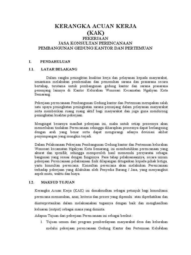 KERANGKA ACUAN KERJA | PDF
