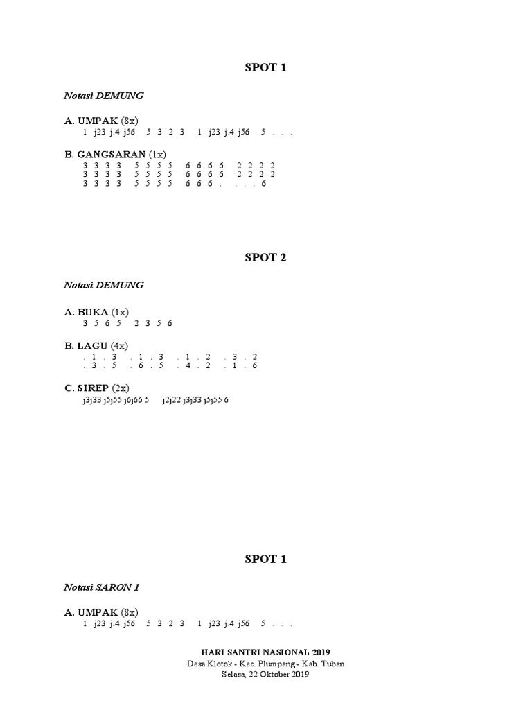 Notasi Suwe Ora Jamu (Gamelan) | PDF