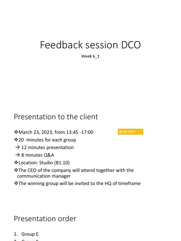 DCO Feedback Session Presentation Guide | PDF | Business