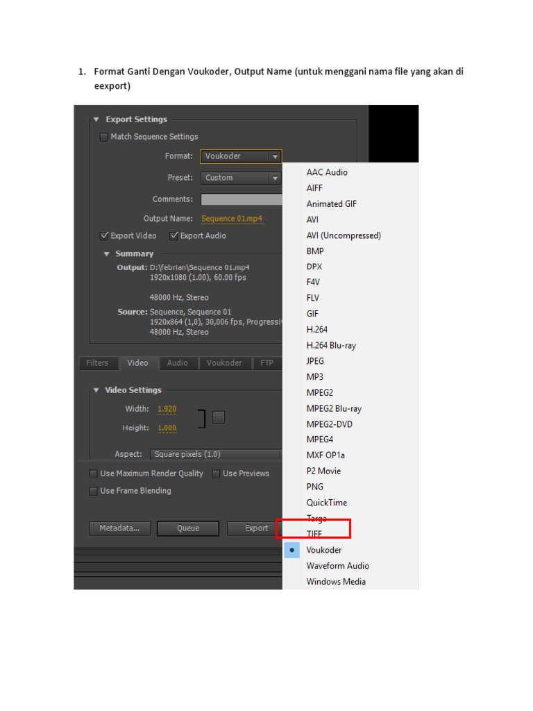 Tutor Export Menggunakan Voukoder | PDF