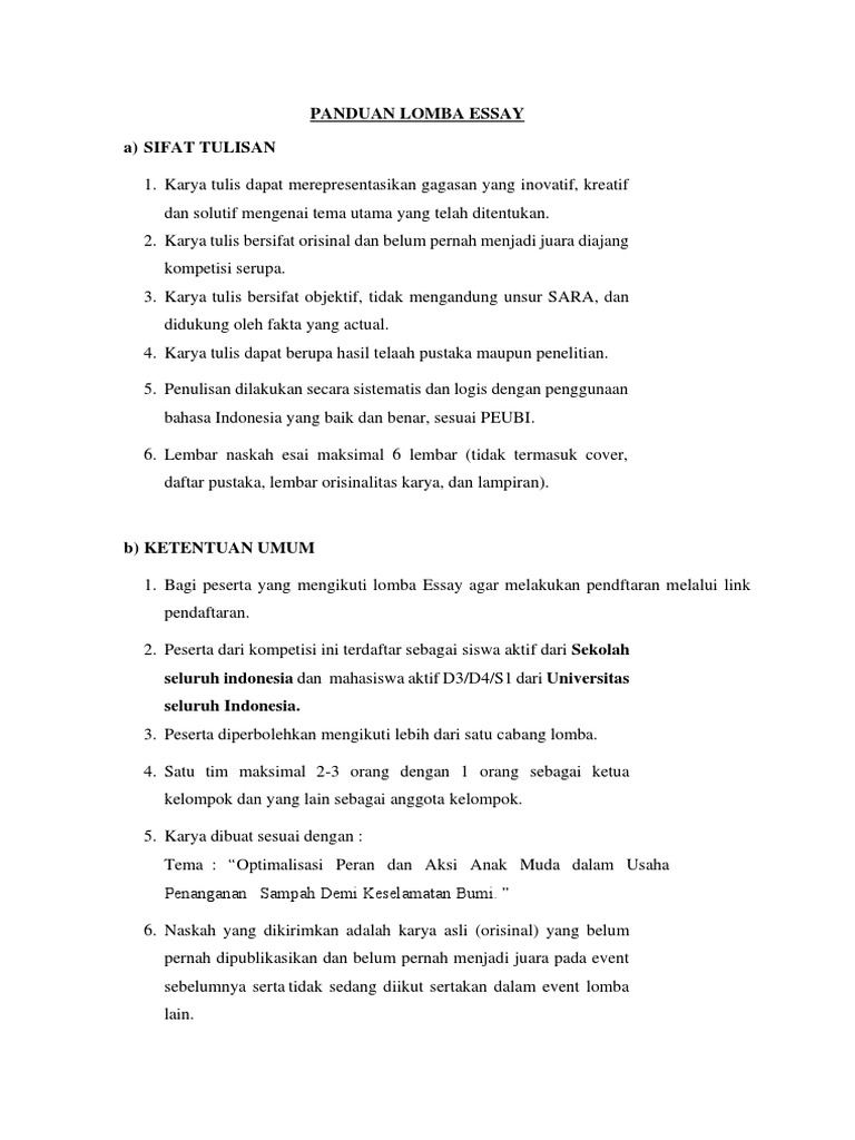 Panduan Lomba Essay 2023 | PDF | Seni