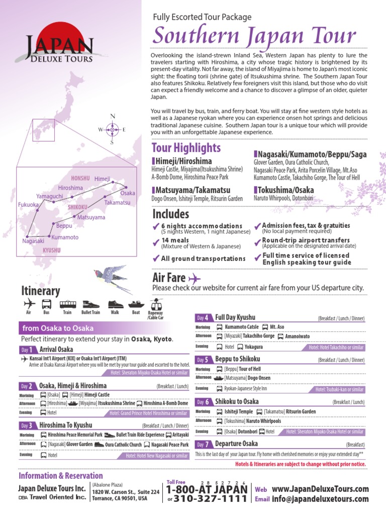 Southern Japan Tour Itinerary Guide | PDF