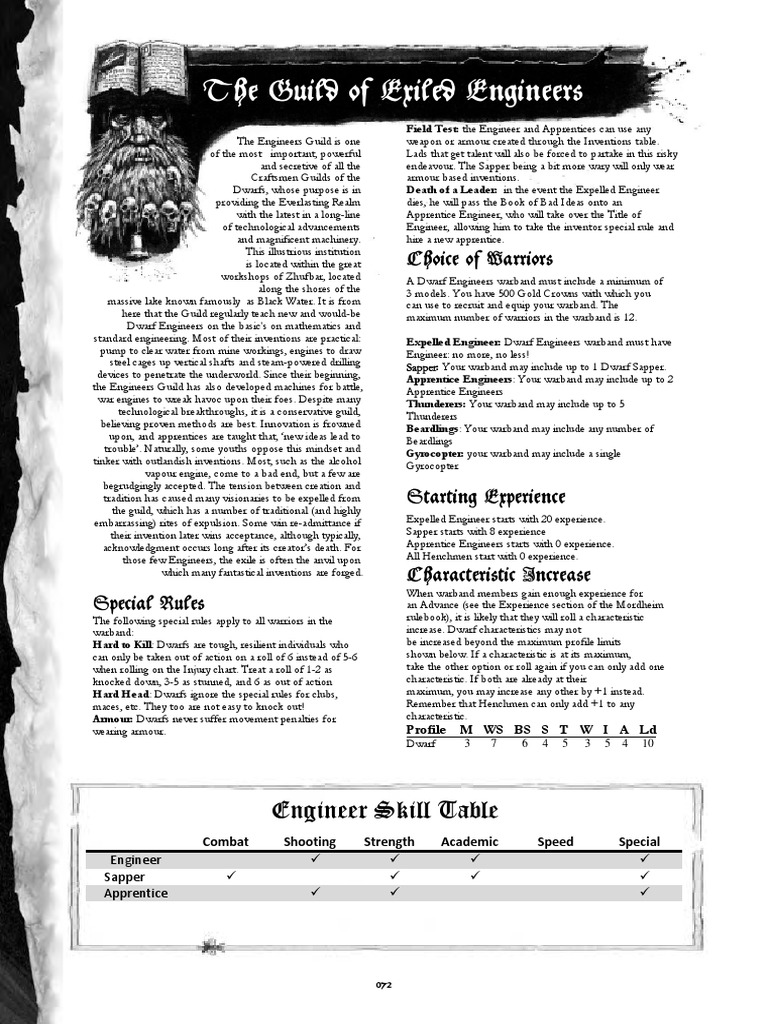 Dwarf Engineers Warband Guide | PDF | Gun Barrel | Handgun