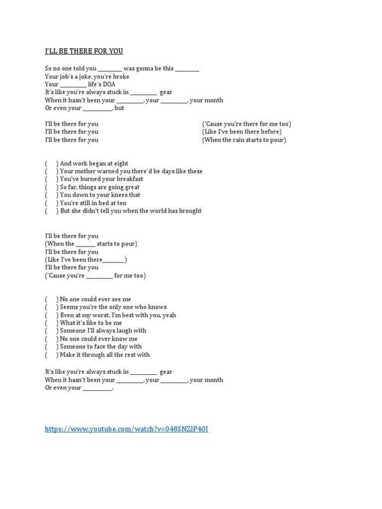 Friends Song - Fill The Gaps | PDF