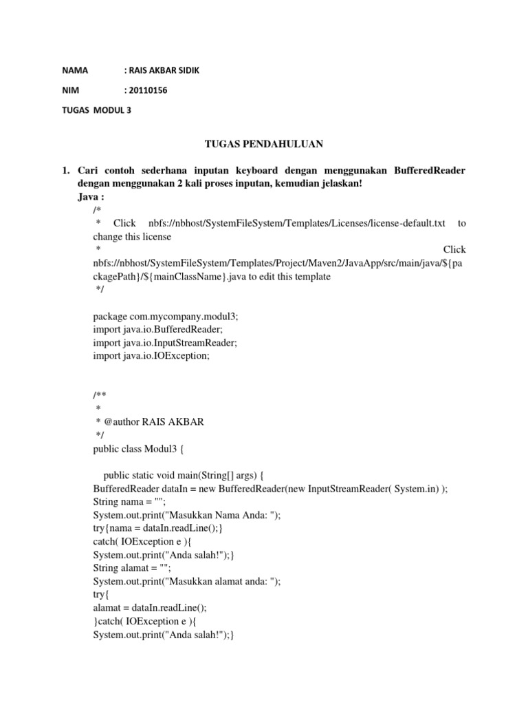 Rais Akbar Sidik - Modul 3 JAVA | PDF