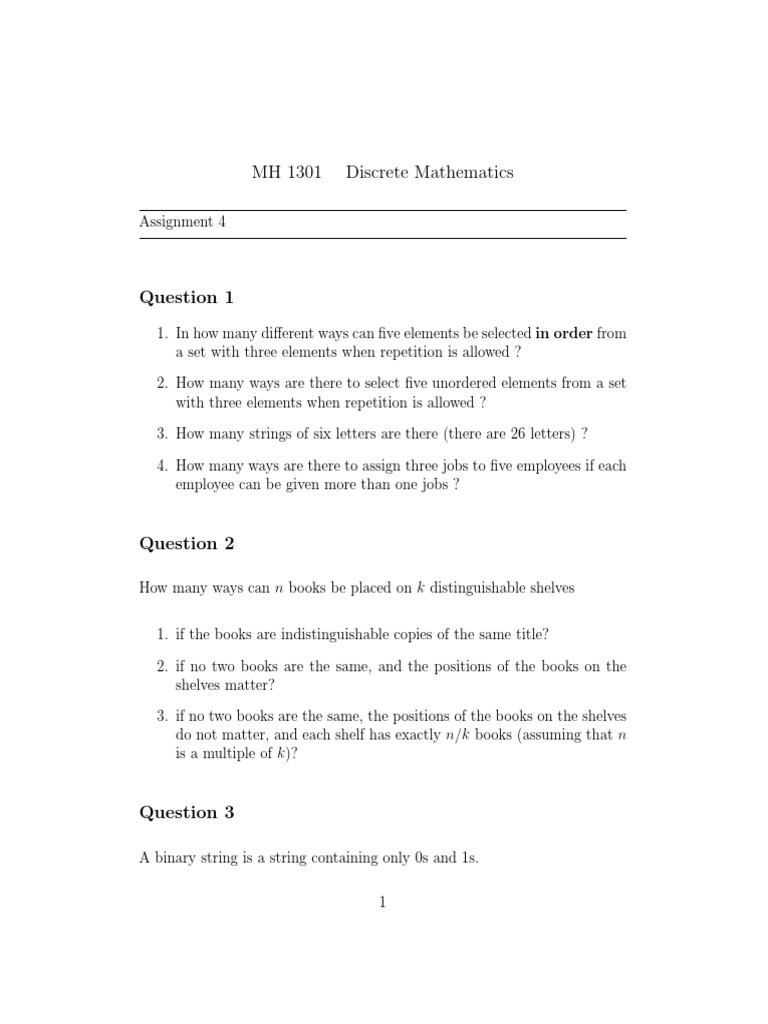 MH 1301 Discrete Mathematics | PDF | Mathematics | Applied Mathematics