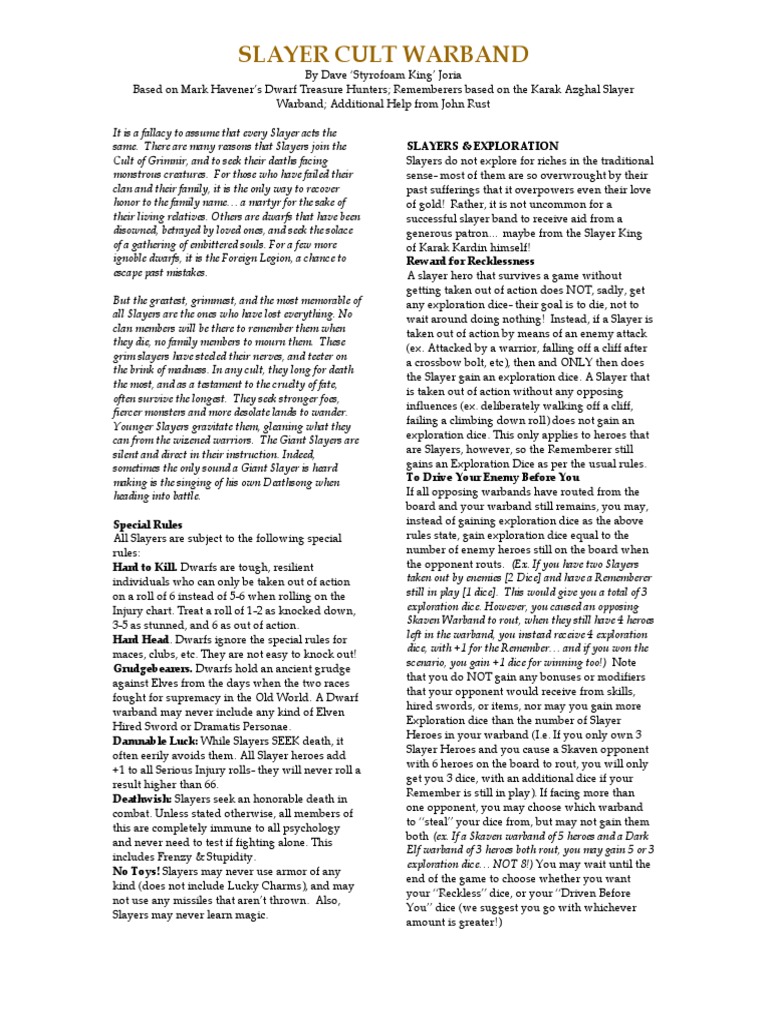 Dwarf Slayer Cult | PDF | Dwarf (Dungeons & Dragons) | Elf (Dungeons ...